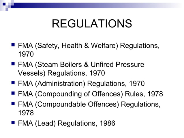 Fma 1967 & the regulations | PPT | Business | Business and Finance