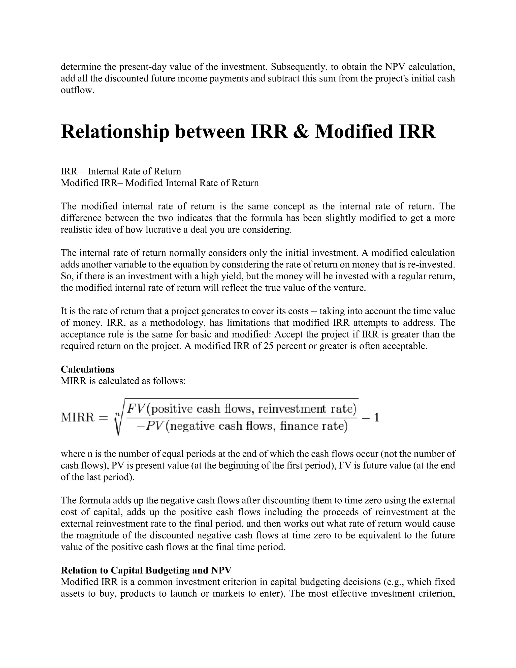 Relationship between IRR & NPV | DOCX
