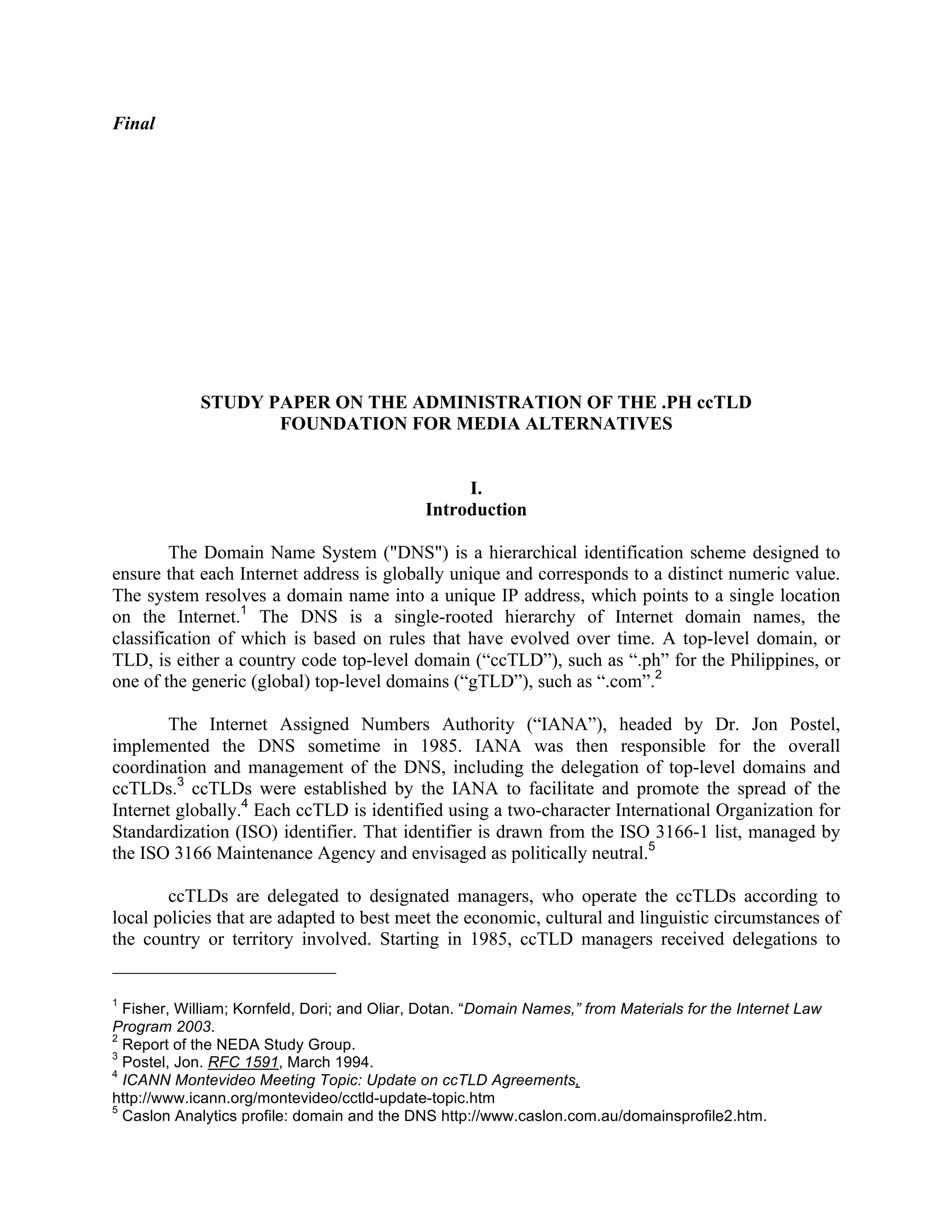 FMA Paper on the .PH Domain Administration | PDF