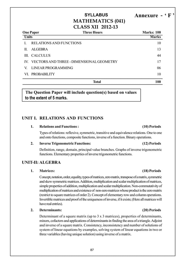 Mathematics xii paper 13 with answer with value vased questions | PDF ...