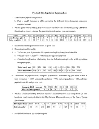 Fish Population Dynamics Lab | PDF