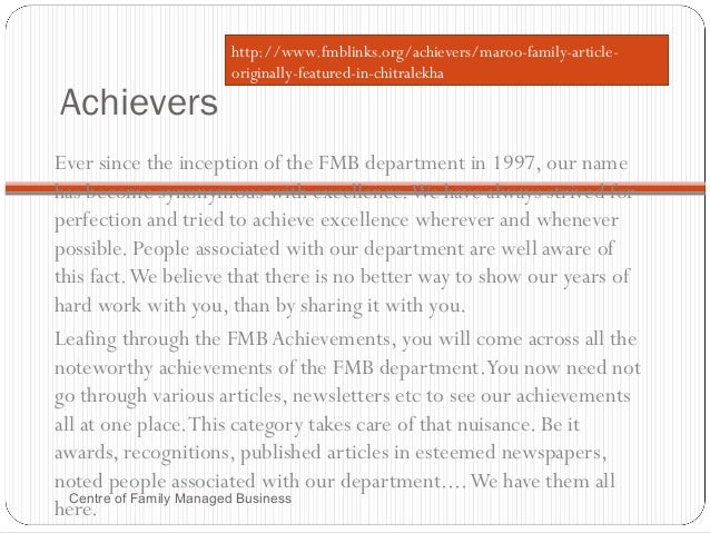 FMB LINKS:An initiative from centre of Family Managed Business