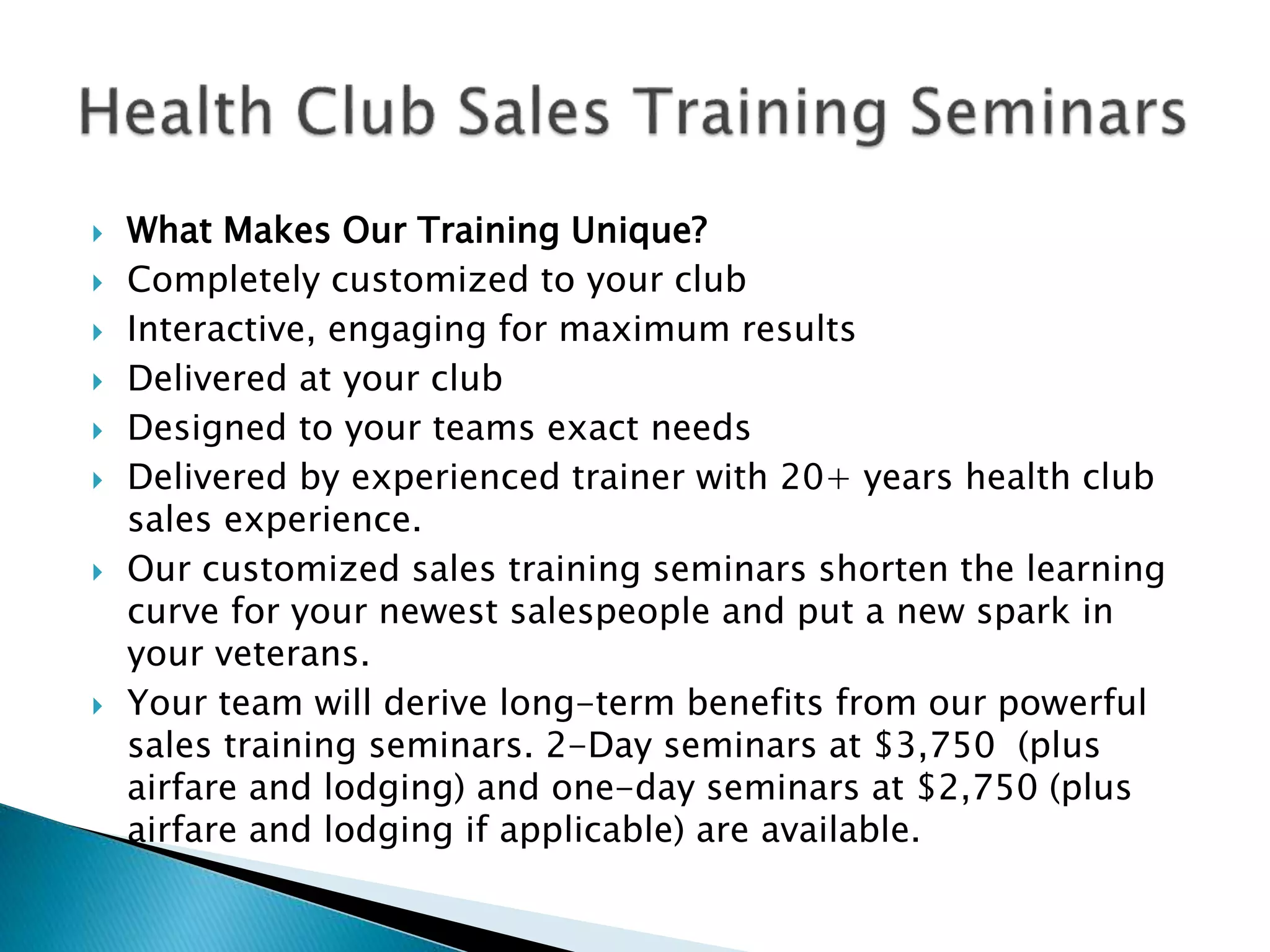 Health Club Sales Training | PPTX