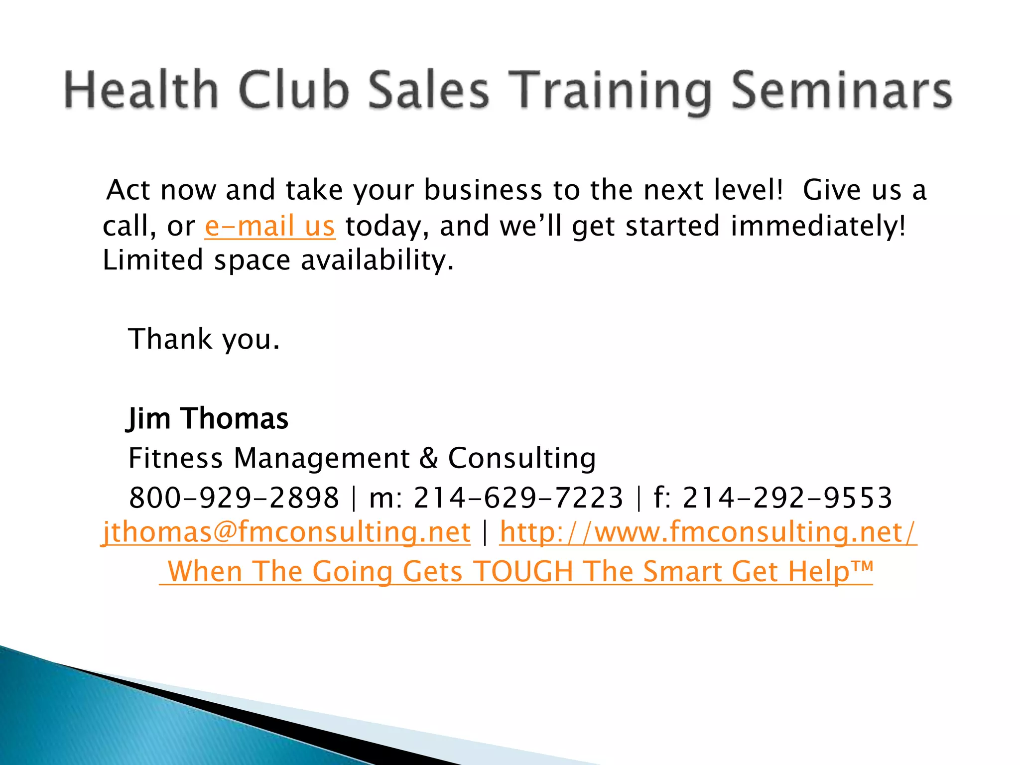 Health Club Sales Training | PPTX