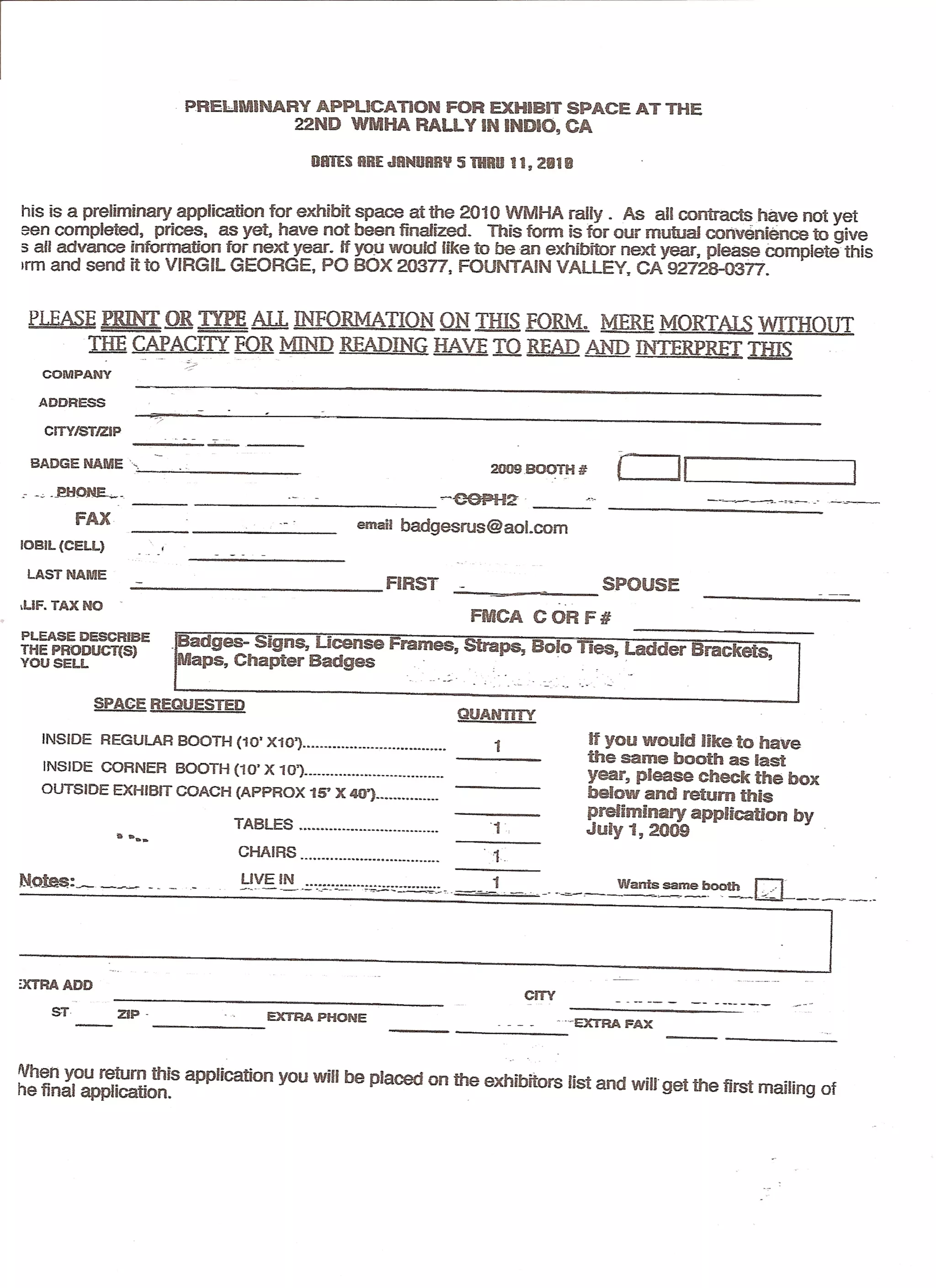 FMCA Indio Application Form | PDF