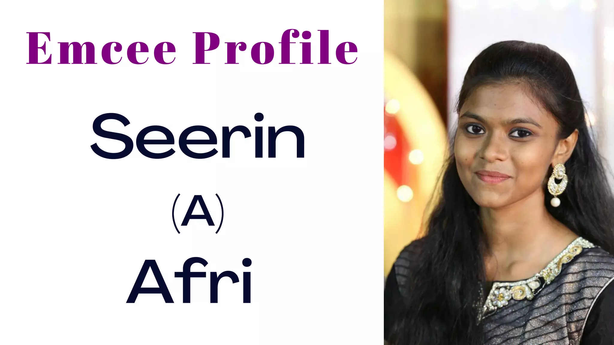 Female Emcee Afridha Seerin Trained by Chennai Event Emcees ...