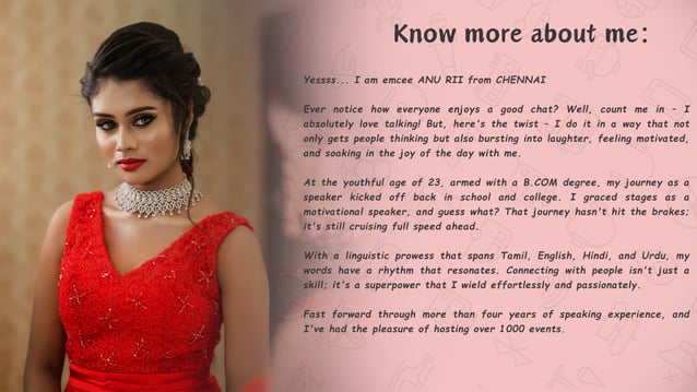 Female Emcee Anu Rii from Chennai for Birthday and Corporate Events ...