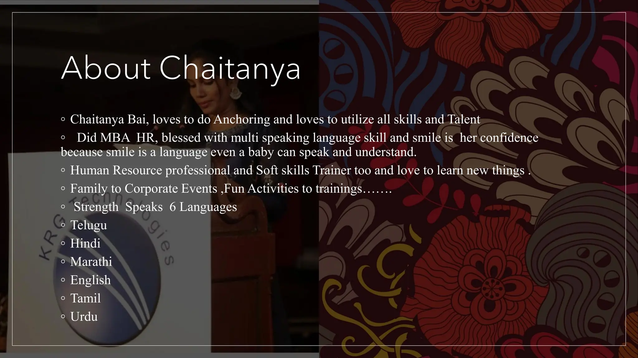 Female Emcee Chaitu from Chennai for Birthday and Corporate Event | PPT