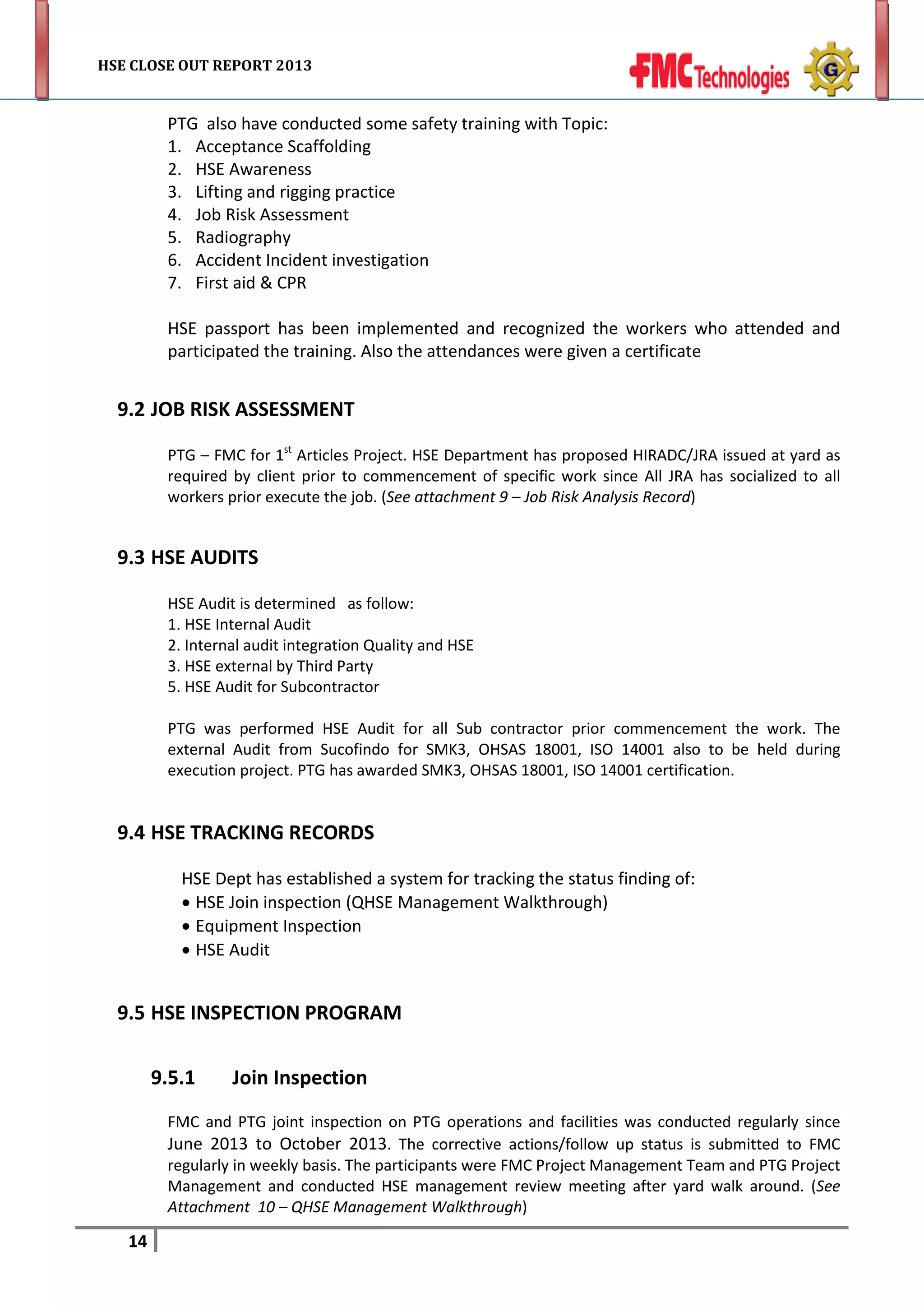 Fmc close out repot hse dept. rev.000