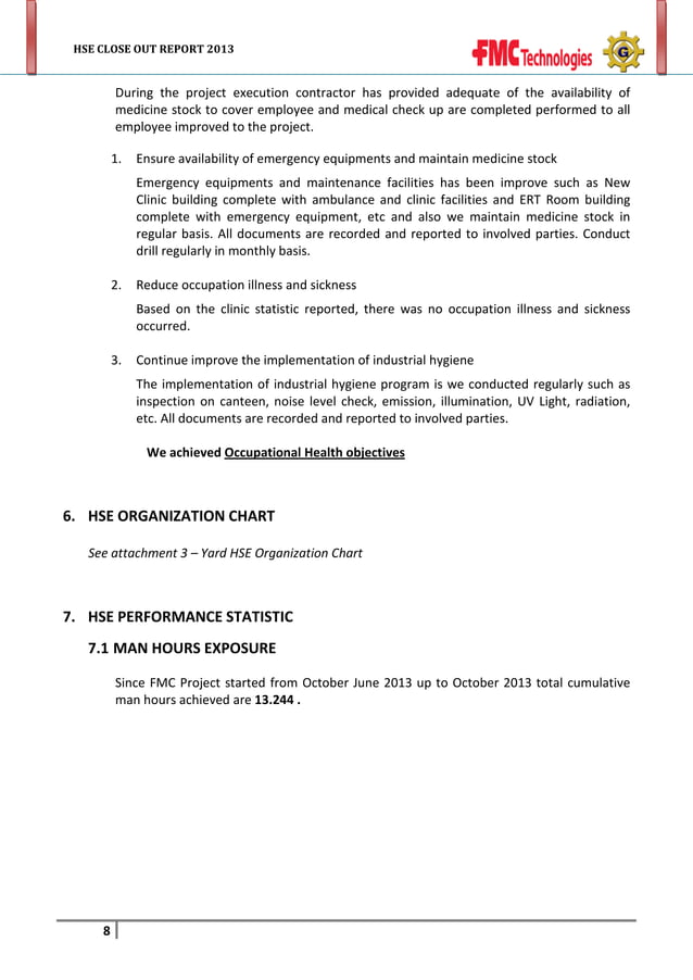 Fmc close out repot hse dept. rev.000 | Business | Business and Finance