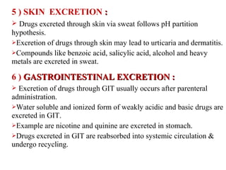 excretion of drugs by dr kifayat khan | PPT