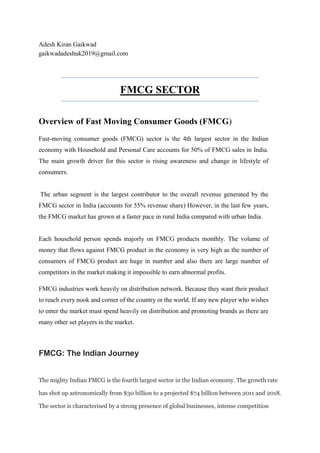FMCG sector.docx | Economy | Business and Finance