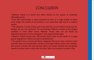 MERCHANDISING POLICY OF RELIANCE TRENDS | PPTX