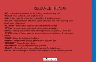 MERCHANDISING POLICY OF RELIANCE TRENDS | PPTX
