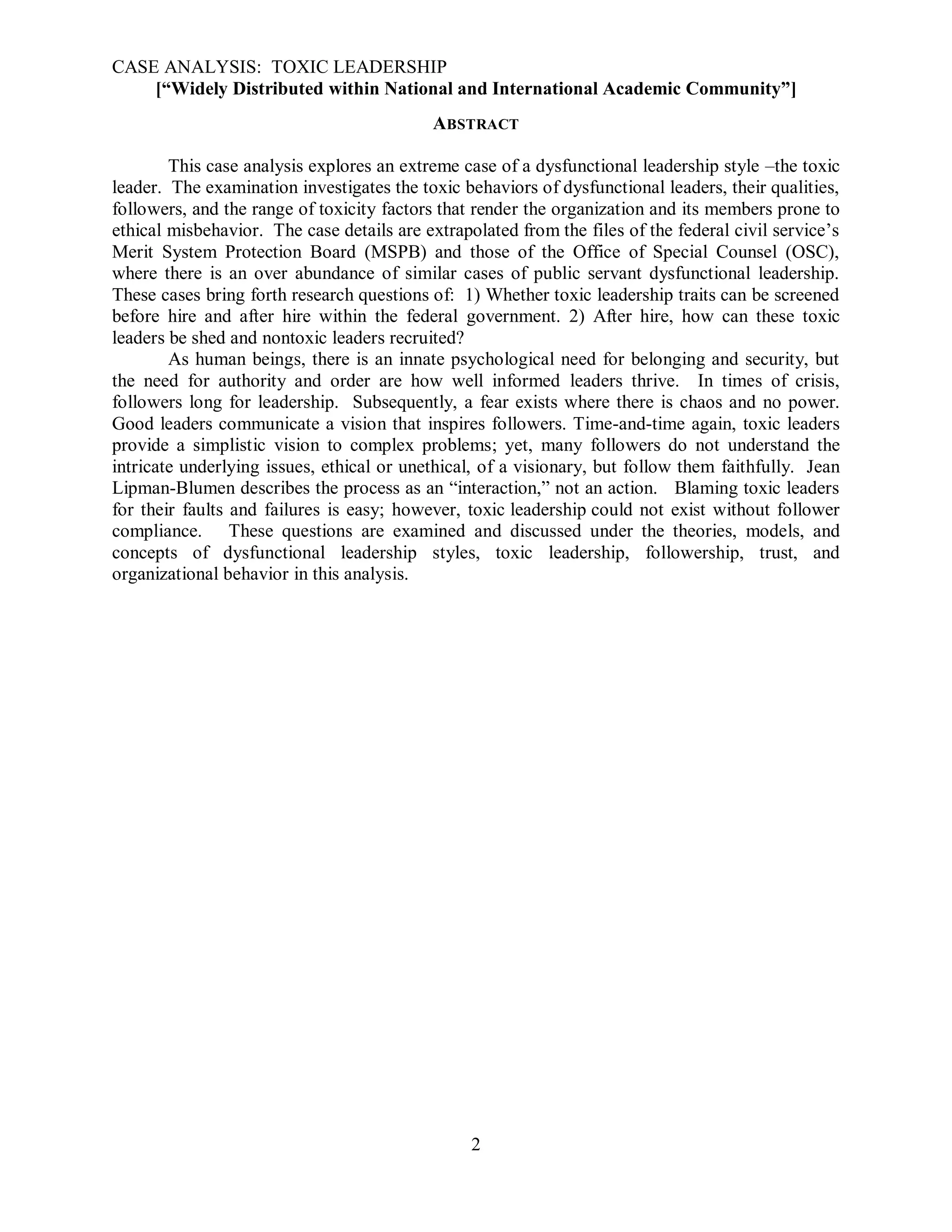 Federal Mediation and Conciliation Service (FMCS) case-analysis-toxic ...
