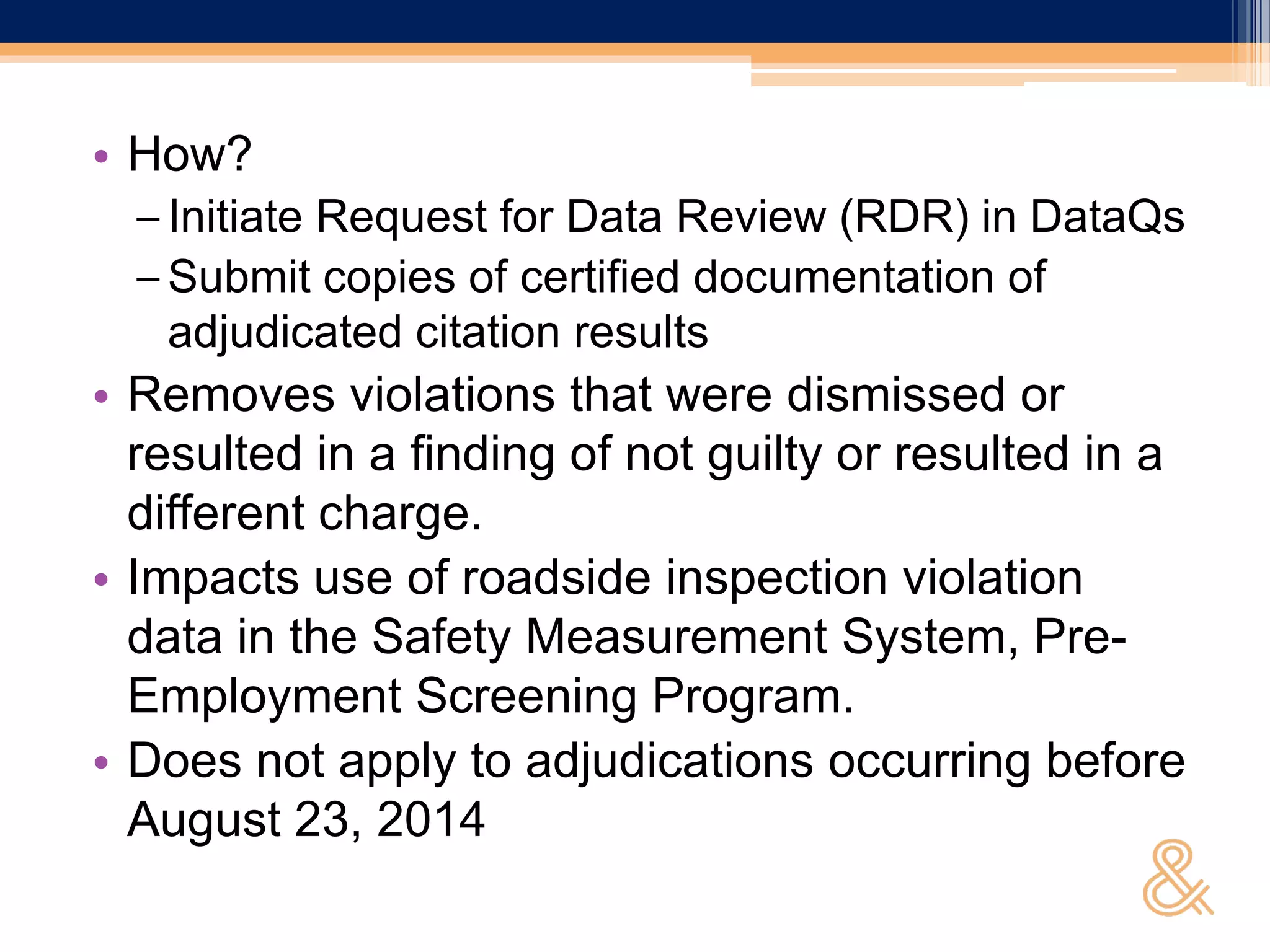 FMCSA DataQ Challenges-FTA-Blitch | PDF