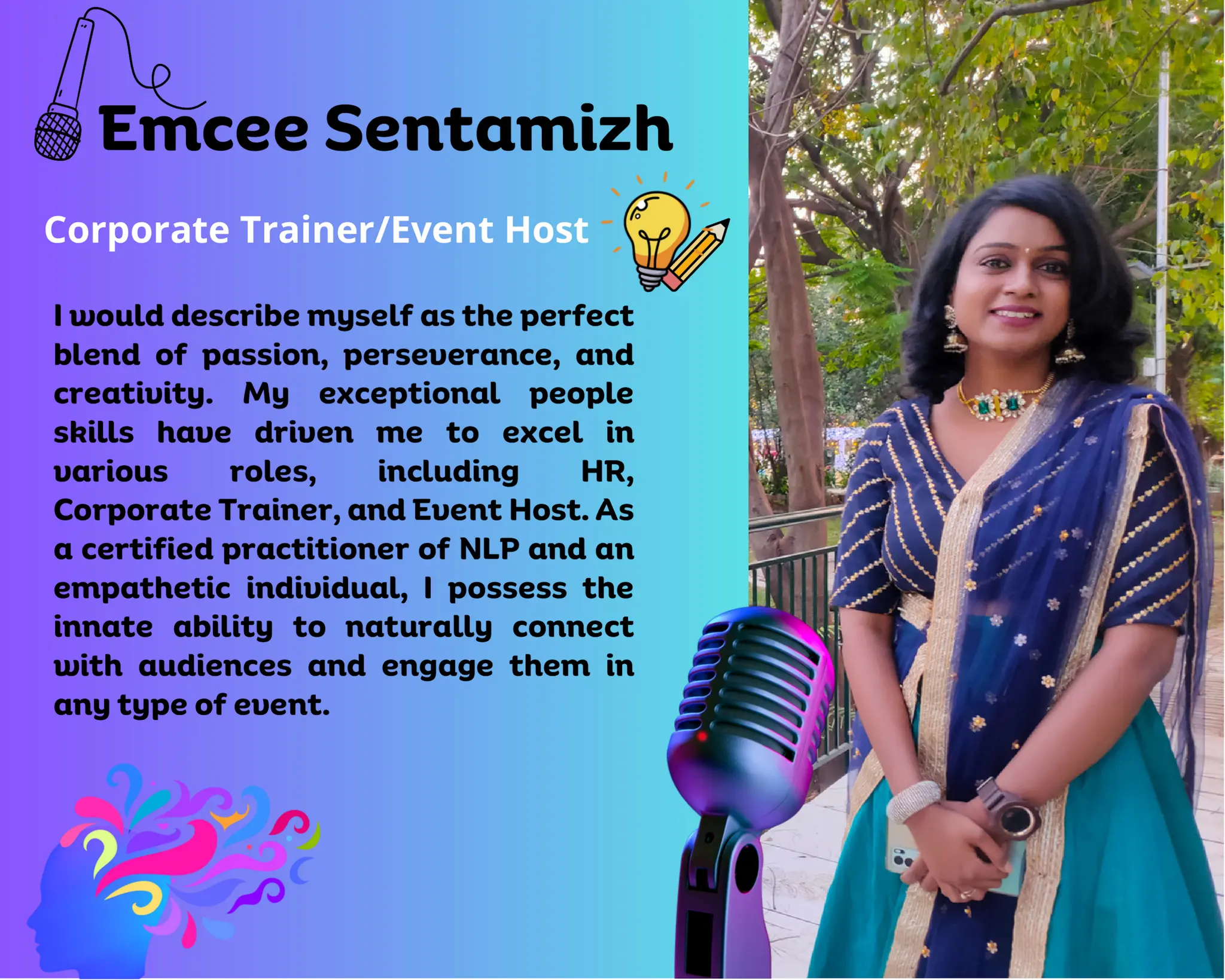 Female Emcee Sentamizh from Chennai for Birthday and Corporate Events | PDF