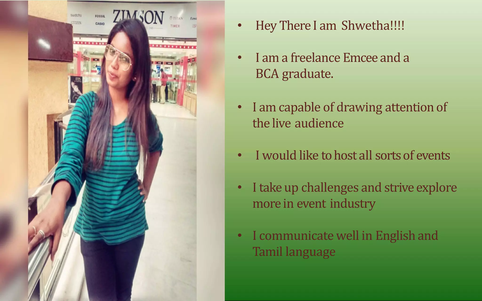 FEMALE EMCEE SHWETHA | PPT