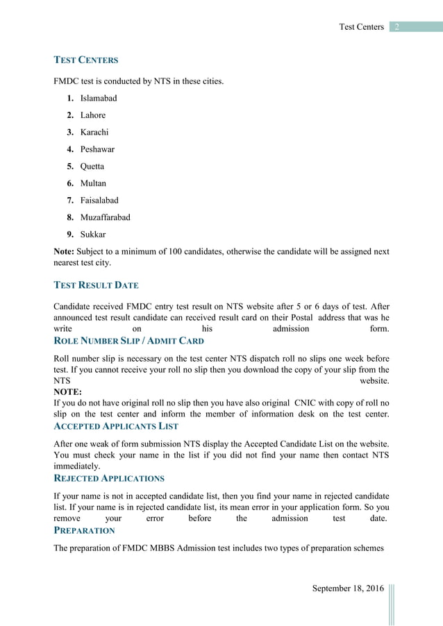 Test Preparation for FMDC_2016 | PDF
