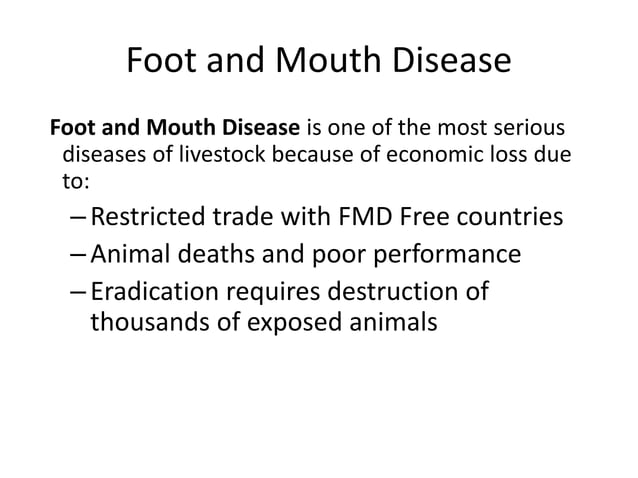 FOOT AND MOUTH DISEASE ( FMD) | PPTX