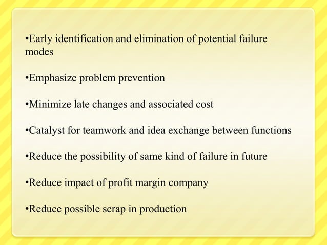 FAILURE MODE EFFECT ANALYSIS | PPTX | Mechanical and Industrial ...