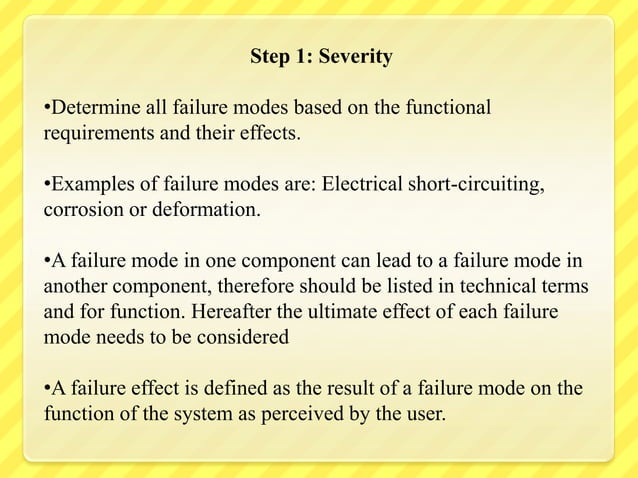 FAILURE MODE EFFECT ANALYSIS | PPTX | Mechanical and Industrial ...