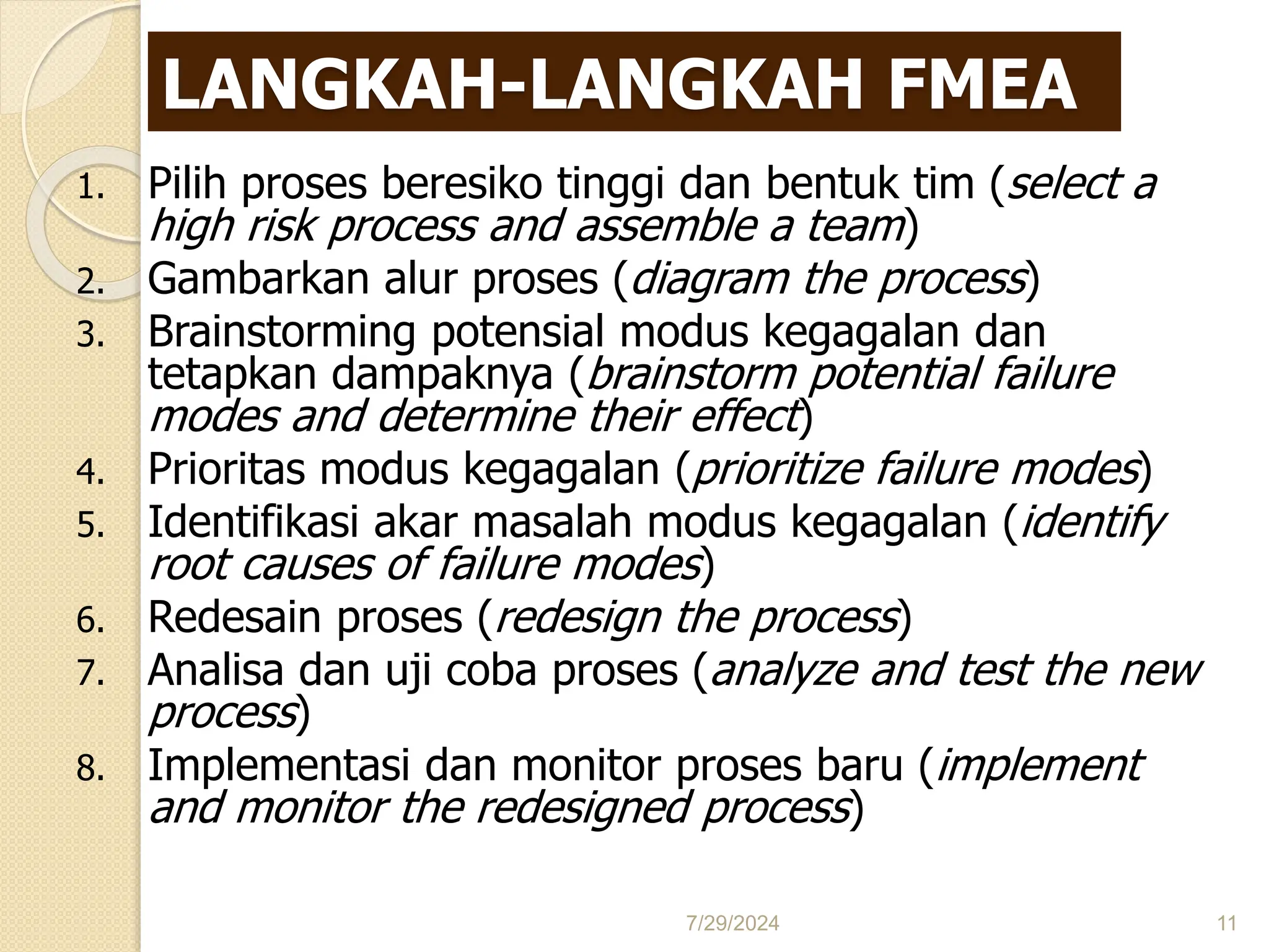 PROSES PEMBUATAN FMEA.PPT MERUPAKAN PRESENTASI YANG MENAMPILKAN MATERI PEMBUATAN FMEA | PPTX