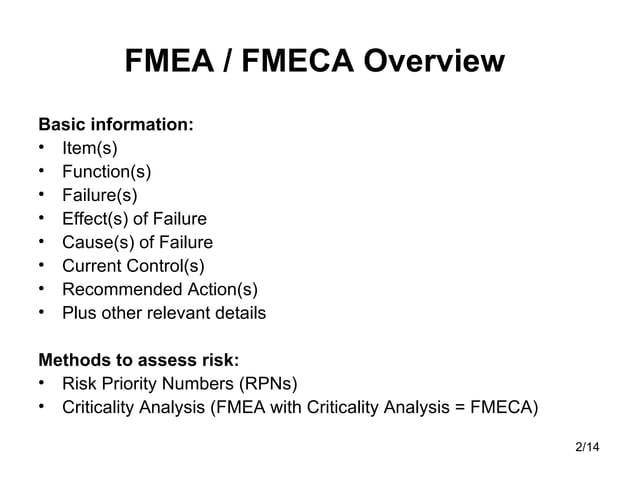 FMEA and FMECA | PPT