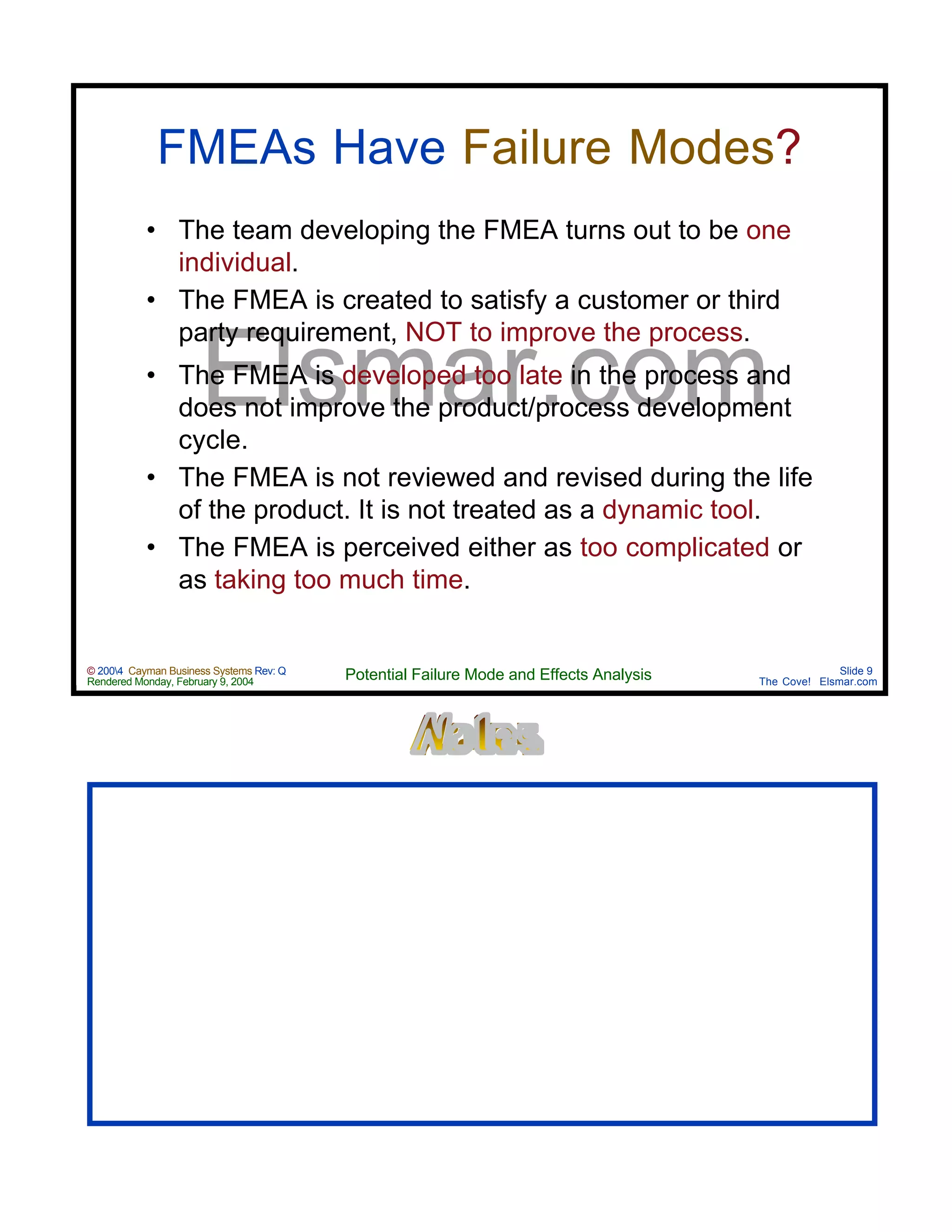 Design & Process FMEA Manual | PDF