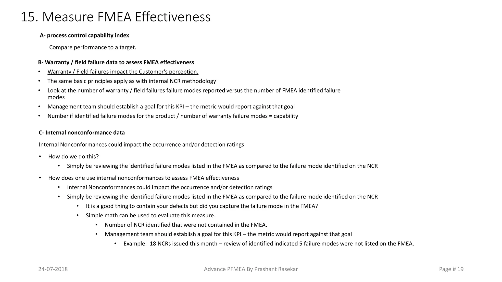 PFMEA, Risk Reduction and Effectiveness – Advance (AIAG FMEA #4 Edition) | PPTX