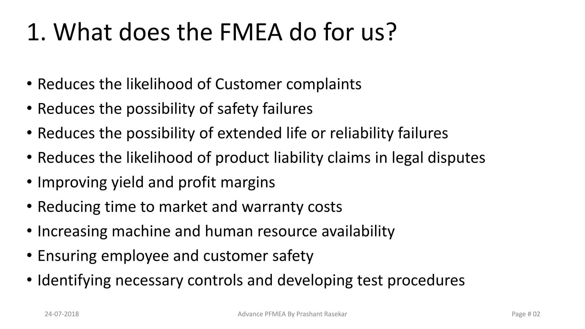PFMEA, Risk Reduction and Effectiveness – Advance (AIAG FMEA #4 Edition) | PPTX