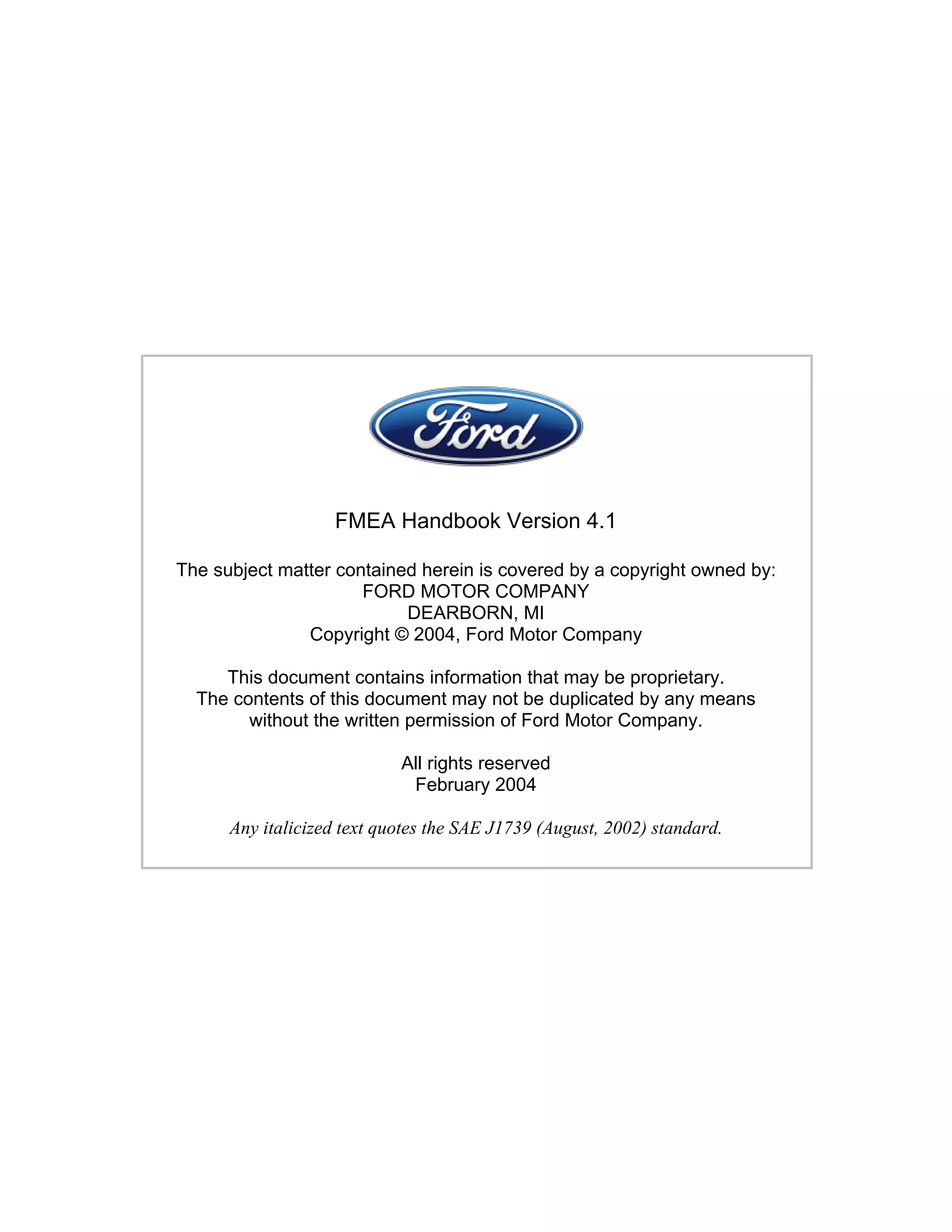 Fmea Handbook V4.1[1][1] | PDF