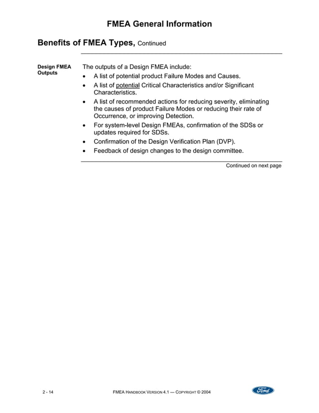 Fmea Handbook V4.1[1][1] | PDF