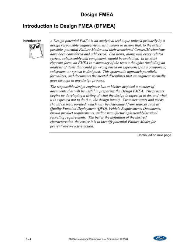 Fmea Handbook V4.1[1][1] | PDF