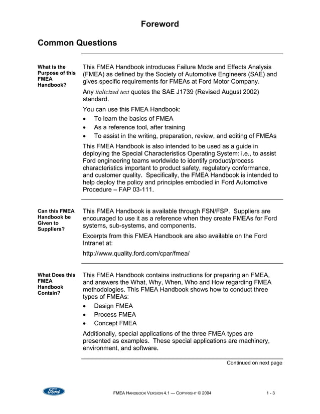 Fmea Handbook V4.1[1][1] | PDF