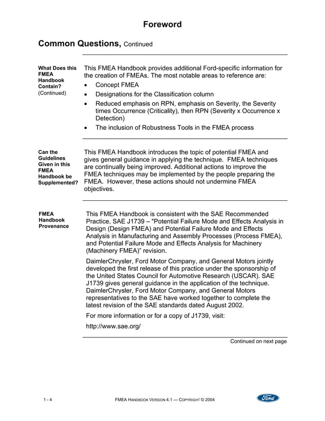 Fmea Handbook V4.1[1][1] | PDF