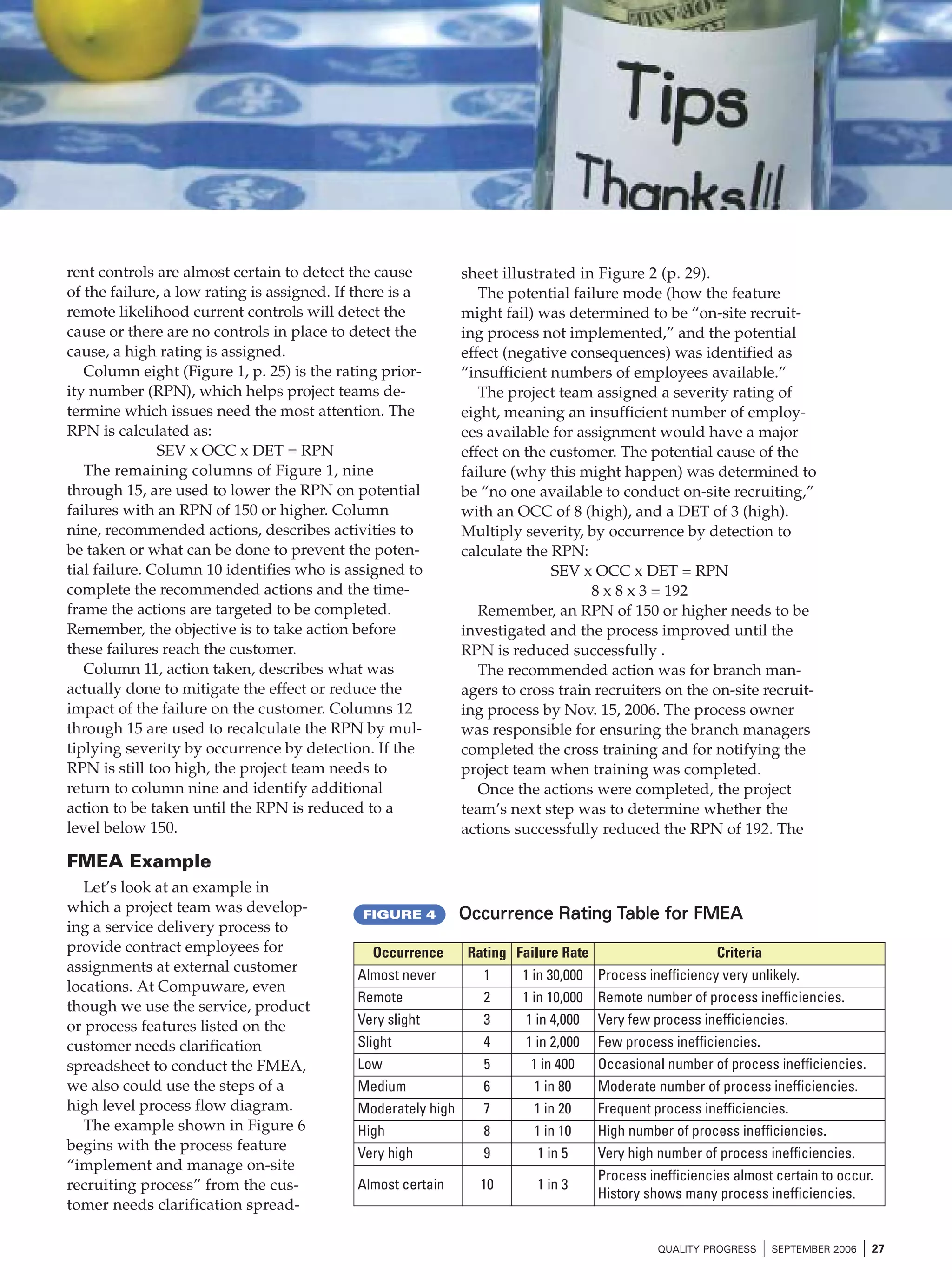 FMEA in a Service Setting | PDF