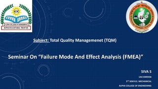 Failure Mode and Effect Analysis | PPTX