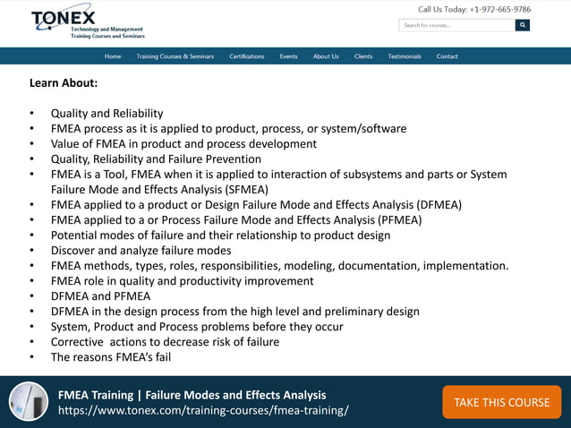 FMEA Training, Failure Modes and Effects Analysis | PPTX