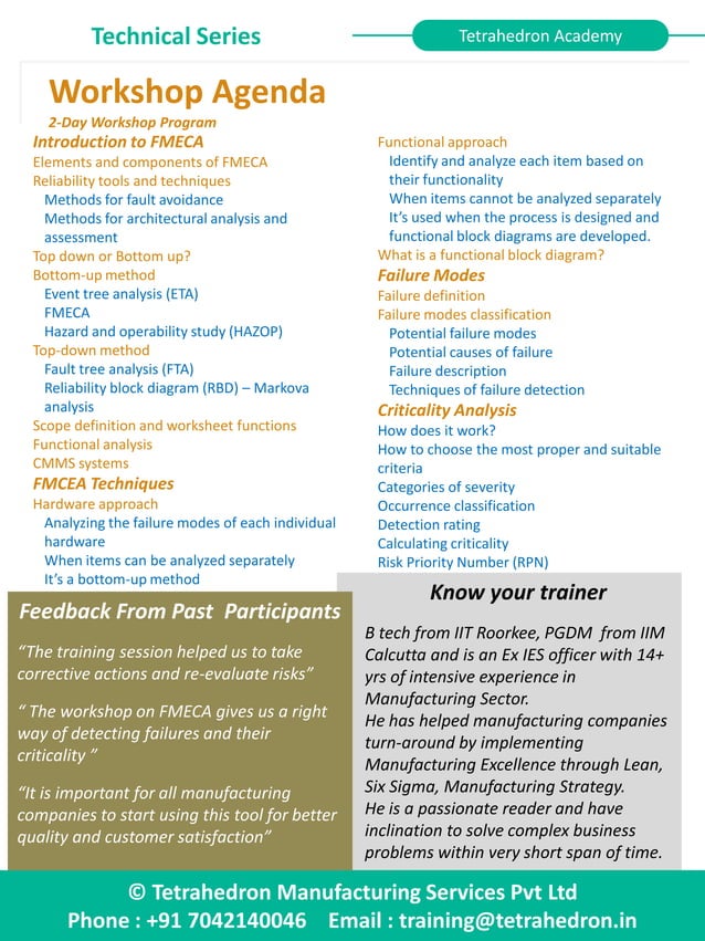 Failure Mode Effects & Criticality Analysis Workshop by Tetrahedron | PDF
