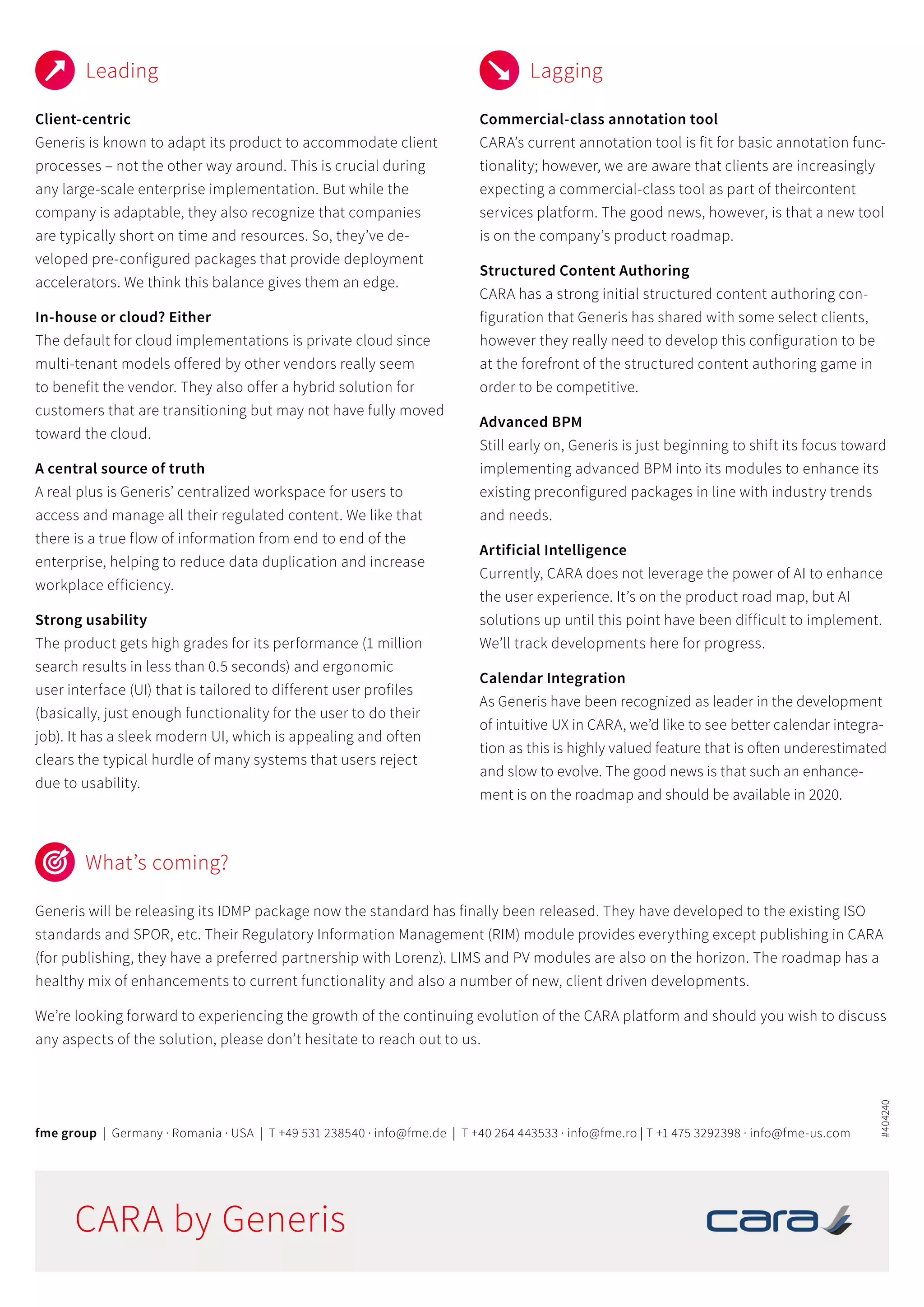 fme Product Review CARA by Generis | PDF