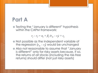 Testing for the 'January Effect' under the CAPM framework | PPTX
