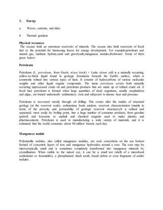 Marine Resources: Physical and biological resources, marine energy | DOCX