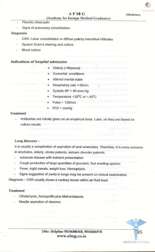 FMGE Notes - General Medicine | PDF