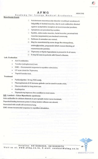 FMGE Notes - General Medicine | PDF