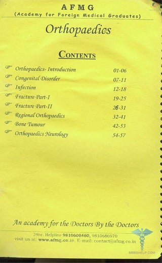 FMGE Notes - Orthopedics | PDF