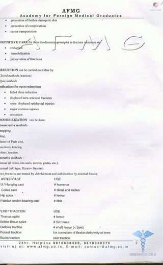 FMGE Notes - Orthopedics | PDF