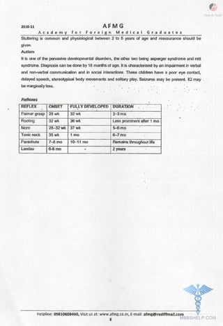 FMGE Notes - Pediatrics | PDF