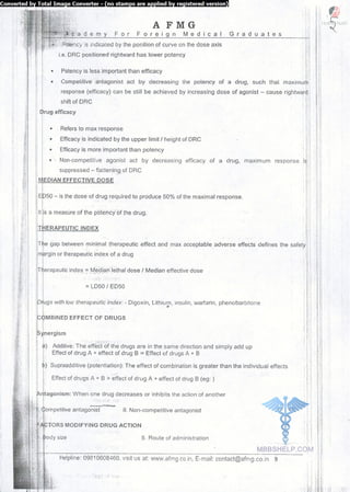 FMGE Notes - Pharmacology | PDF
