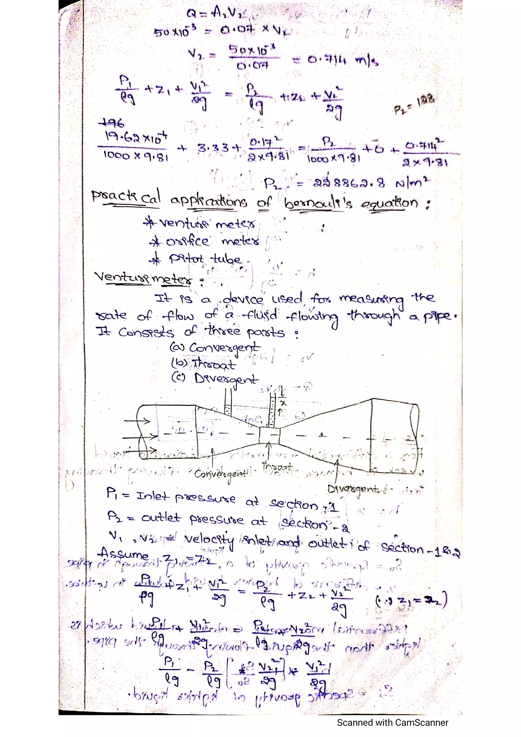 Hand written notes Fluid Mechanics and Hydraulic Machines (Common to ...